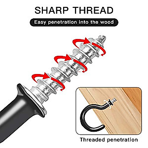 SUKIA 25 PCS Black Small Cup Screw Hooks Ceiling Hooks for Hanging Lights Vinyl Coated Steel Metal Cup Hooks Holder Christmas Light Hangers Suitble for Indoor and Outdoor Hooks Kit (Black-25Pcs)