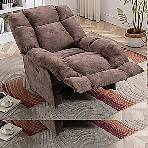 INZOY Electric Power Recliner Chairs with USB Charge Port, Electric Reclining Recliner with Upholstered Seat, Overstuffed Reclining Sofa Recliner for Living Room Bedroom (Brown)