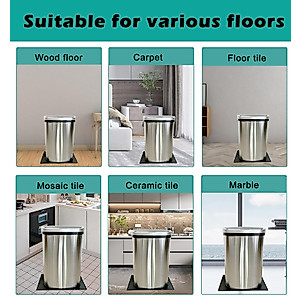 Luccov Trash Can Mat, Waterproof Raised Edge Silicone Under Garbage Can Mat, 11.8" X18.9" Non-Slip Trash Can Pad for Kitchen Office Bedroom Reduce Floor Carpet Wall Scratches, Black