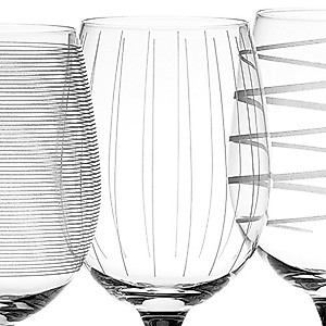 Mikasa Set of 4 Cheers Crystal White Wine Glasses, Silver