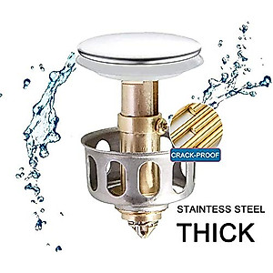 PTAbiao Basin Pop-Up Drain Filter Universal Wash Bounce Built in Anti Clogging Strainer Sink Shroom Drain Plug Strainer Cover for Kitchen Bathroom (2Pcs)