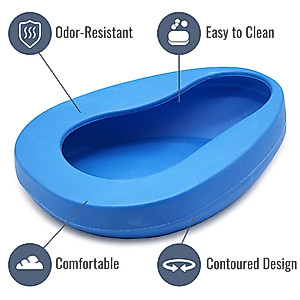 DMI Bedpan for Bariatric Adults with No Spill or Splash Design, FSA/HSA Eligible, Blue