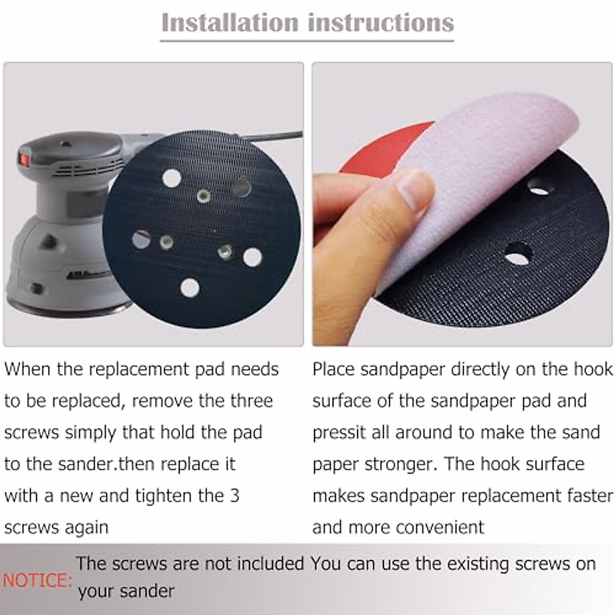 5 Inch 5 Hole Replacement Sander Pad For PORTER CABLE 333 and 333VS Random Orbit Sanders - 5" Hook and Loop Sanding Pad for Wood-working Automotive and Metalworking