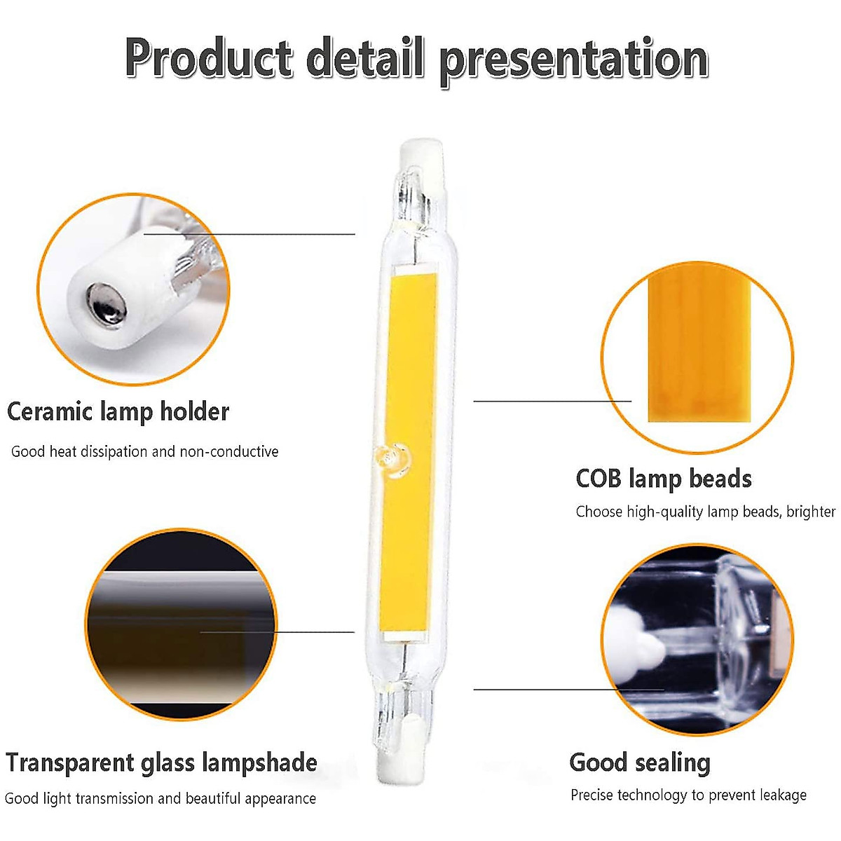 118mm 10W R7S LED Bulb (3 Pack) 100W Halogen Equivalent 118mm J-Type 10W 120V R7S Base 3000K Warm White J Type T3 118mm Double Ended Flood Light Bulbs 360°Beam Angle Landscape Lights,3-Pack