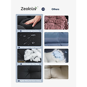 ZEOLABS Wicker Chair Cushions of 3 Pieces Waterproof Tufted Outdoor Seat Cushions for Patio Furniture Sofa Settee Couch,1 Loveseat and 2 U-Shaped Cushions,Black