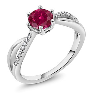 Gem Stone King 925 Sterling Silver Gemstone Birthstone Infinity Ring | Round 6MM | Wedding Engagement Anniversary Promise Ring For Women | Available In Size 5, 6, 7, 8, 9