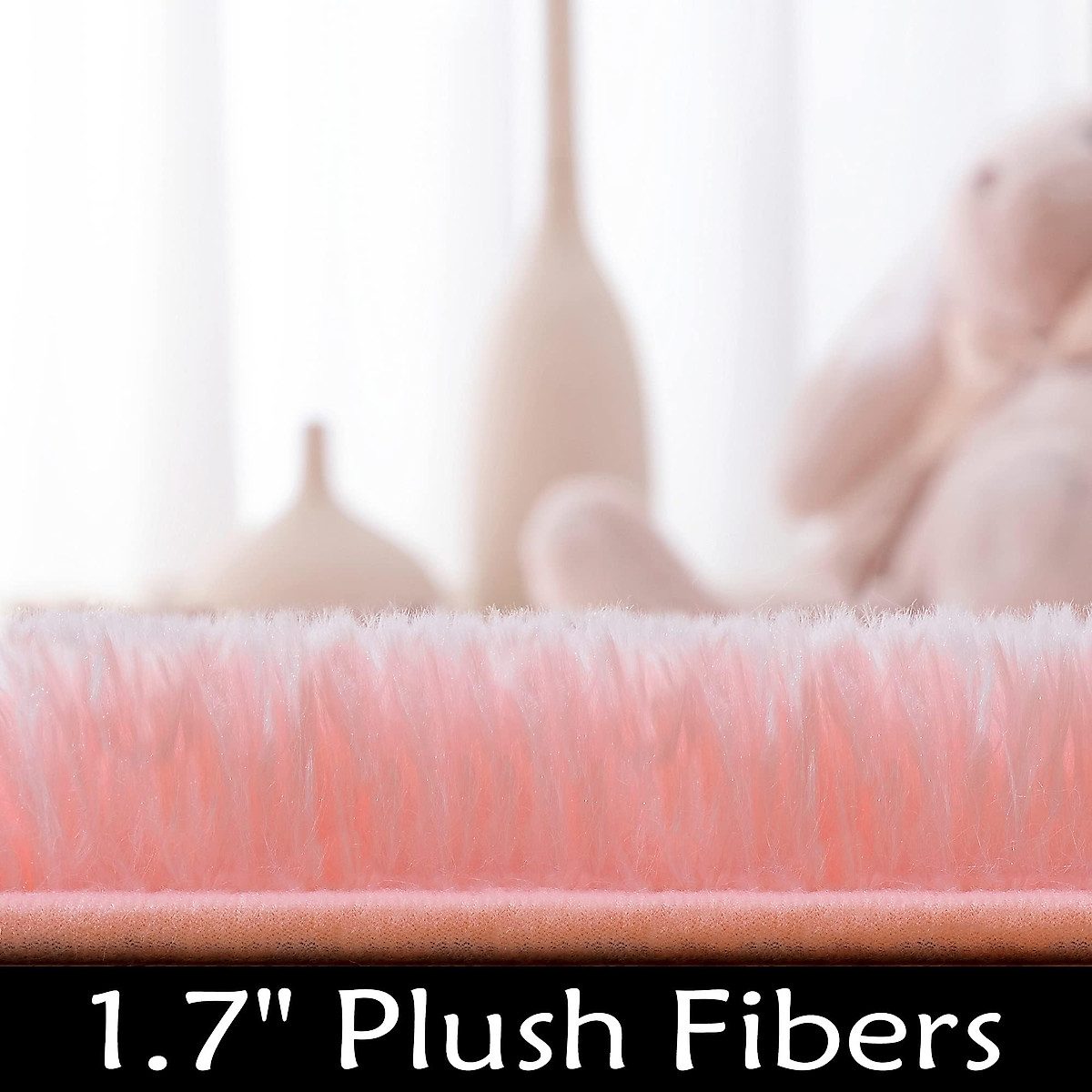 NKHOW Pink Hexagon Rug - Fluffy Rug for 55x53 Princess Castle Playhouse for Girls - Anti-Slip Coral Nap Mat for Girls Room Ultra Soft Play Tent Rug Baby Pink Carpet