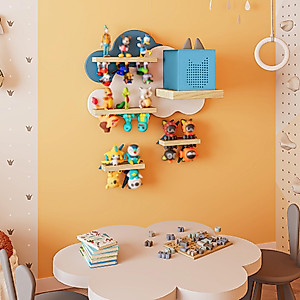 Sumbame Cloud Tonie Shelf for Toniebox Storage - Tonie Magnetic Wall Shelf for Tonie Figures, Toniebox, Charging Station, Decorative Hanging Shelf for Kids, Nursery Room (Cloud and 2 Lightning)