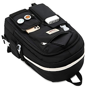 Classic Diamond School Backpack for Girls Backpack Cute Bookbag Kawaii School Bag Anime College Backpack for Teen Girls (Black)