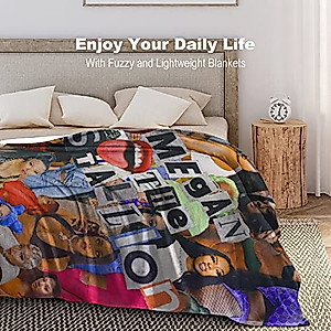 Rwillppycfei Funny American Rapper Singer Megan and & Thee Or/Stallion Throw Blanket, Flannel Fleece Blankets and Throws for Bed, Wearable Air Condition Blanket 40"x50"