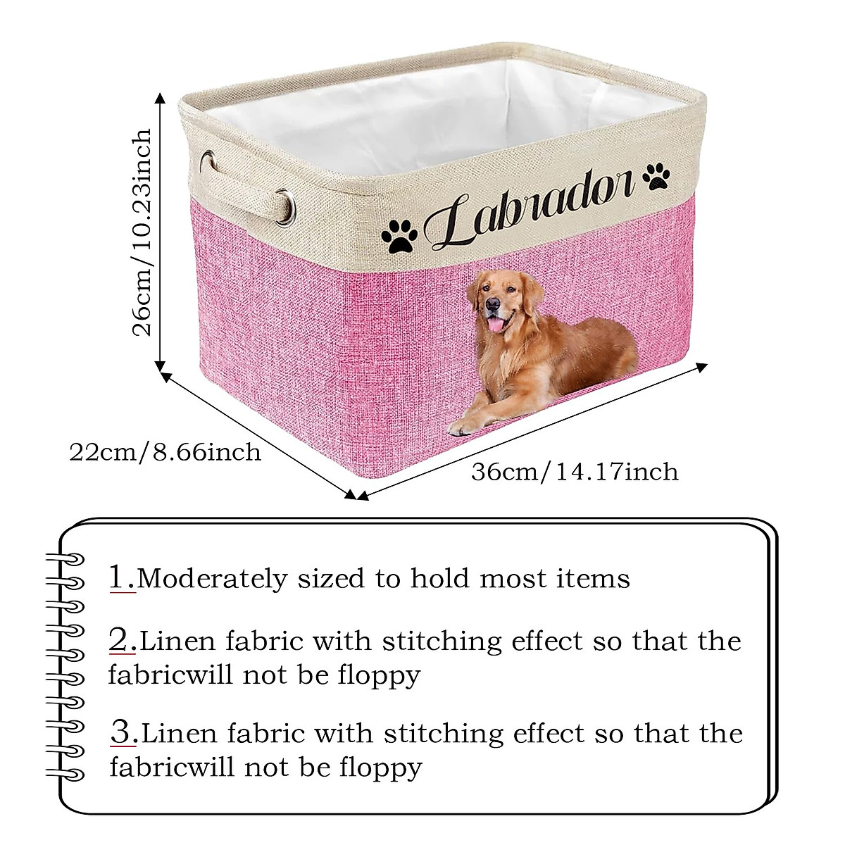 generic Custom Pet Toy Organizer Personalized Pet Folding Storage Basket Stores Dog Toys Dog Blankets & Clothes (dark brown)…