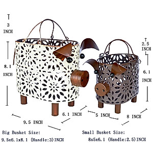 Farmhouse Metal Small Storage Basket Set For Kitchen or Bathroom Pig Decor, 2 Count Stackable Small Basket with Handle