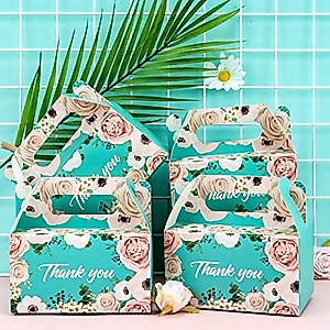 WRAPAHOLIC 24 Pack Thank You Treat Boxes - Blue Boho Floral Design Cardboard Box, Perfect for Wedding, Birthday, Celebrating and Party - 6.25 x 3.5 x 3.5 Inch Each