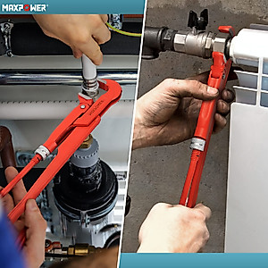 MAXPOWER Swedish Pipe Wrench 12 inch x 90 Degree Angled Jaw