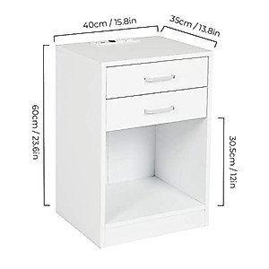 Tiptiper Nightstand Set of 2 with Charging Station, White Night Stands for Bedroom, End Table Side Stand Cabinet, Bedside Table with Drawers
