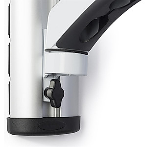 Displays2go Monitor Desk Mount Stands, Aluminum, Adjustable Height – Silver (VMSSWWMA27)