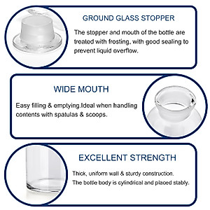 Kestun Lab Borosilicate Glass Reagent Bottle,Wide Mouth Glass Storage Bottle with Ground Stopper (Clear, 500ML)