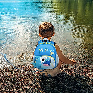 SUN EIGHT Toddler Backpack with Anti-Lost Harness 3D Cartoon kids shark Backpack School Bag for Baby Girl Boy 1-5 Years Baby Backpack (Shark)