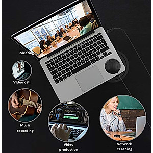 Dreokee Conference Microphone 3.5mm Desktop Computer Mic for Computer Desktop and Laptop 360° Omnidirectional Condenser Mic for Online Meeting/Class, Skype, Recording, Chatting, Gaming