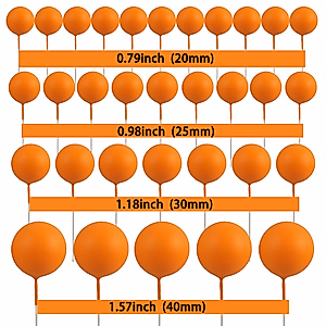 Gyufise 30Pcs Balls Cake Toppers Ball Cake Picks Foam Ball Shaped Cupcake Toppers Mini Balloons Baby Shower Cake Decorations for Wedding Enaggement Bridal Shower Birthday Party Supplies Orange