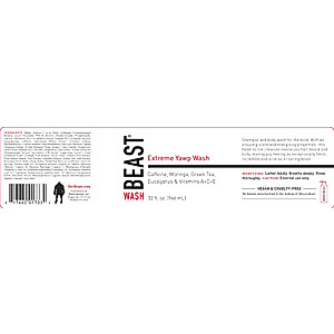 Extreme Yawp All-in-One Men's Body Wash by Tame the Beast - 33 ounce Large Liter Pump 3-in-1 Hair, Beard & Body Shampoo - Eucalyptus, Menthol, Caffeine, Green Tea, Vitamins A C & E