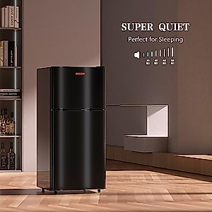 SAGENHAFT Double Door Mini Fridge with Freezer, 3.5 Cu.Ft Compact Refrigerator with Adjustable Thermostat,Compact Refrigerator for Bedroom, Dorm,Home Office,Black