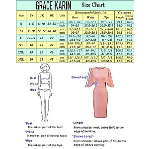 GRACE KARIN Women's Round Neck Hips-Wrapped Bodycon Pencil Dress L Black