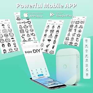 PikDik Mini Portable Label Maker - Label Maker Machine with Tape Label Printer for Labeling Jars Bins Home Organizing Office Compatible with iPhone Android USB Rechargeable Easy to Use,Green