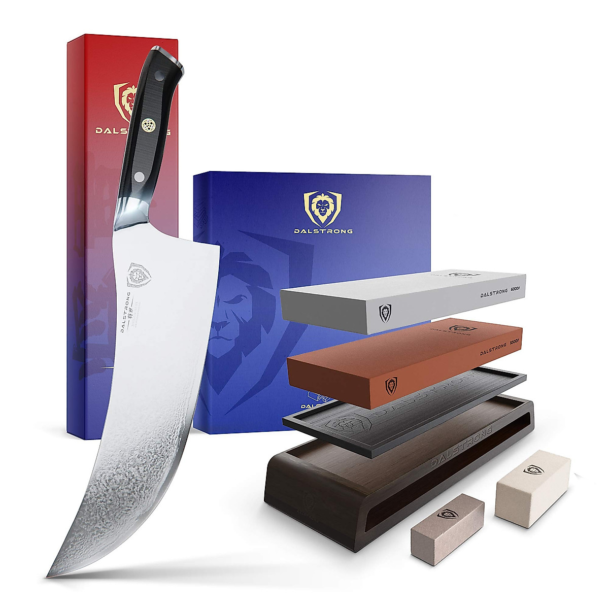 The Shogun Series 9" 'Raptor' Meat Cleaver Bundled with The Dalstrong Premium Whetstone Kit