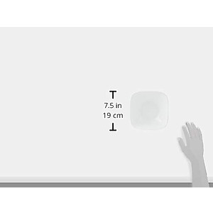 Corelle Vitrelle 1-Qt Serving Bowl, Large Serving Bowl, Triple Layer Glass, Crack and Chip Resistant, Square Serving Trays, (Pack of 2) White