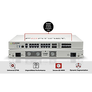 FortiGate-200F Network Security Appliance Plus 1 Year FortiGuard Unified Threat Protection (UTP) and FortiCare Premium (FG-200F-BDL-950-12)
