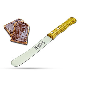 SMI - Bread Knife Solingen Butter Knife Olive Wood Handle Butter Spreader Table Knife with Wide Blade - Made in Germany - Not Dishwasher Safe