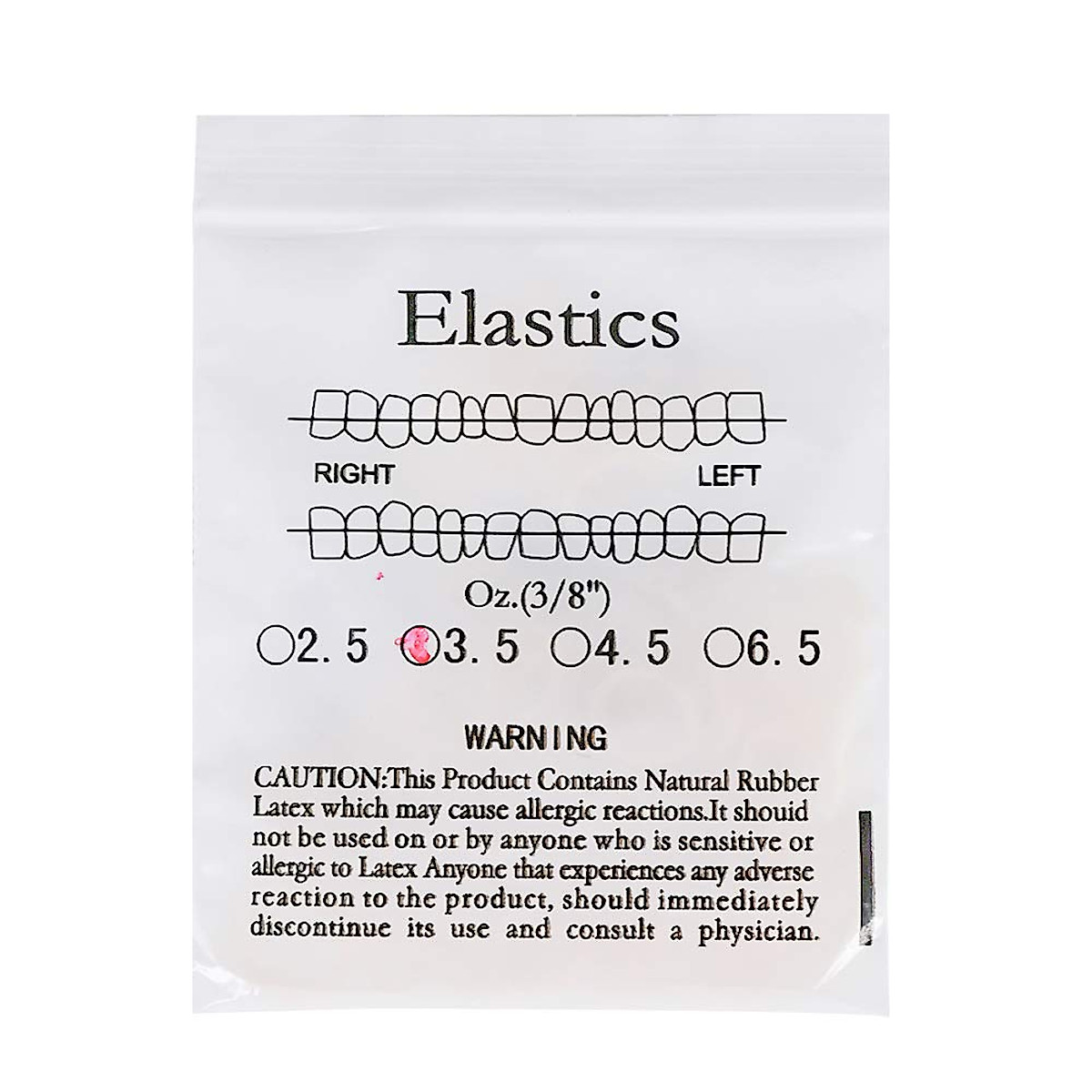 Dental Orthodontic Rubber Bands Orthodontic Elastic Orthodontic Supply (3/8", 3.5 Oz)