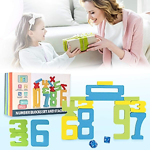 kindersee Math Foam Blocks Educational Toys, Including Math Manipulatives, Balanced Stacking, Memory Training, Unique Number Blocks for Math, Ages 3 and up as Gifts, Party Games, Education