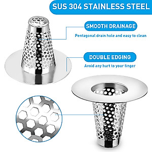 Mestream 2PCS Bathroom Sink Drain Strainers, 1" Small Conical Premium Stainless Steel Porous Hair Catcher, Drainer Filter, Fit for 1.20"-1.60", Depth Than 1.60" Drain Hole