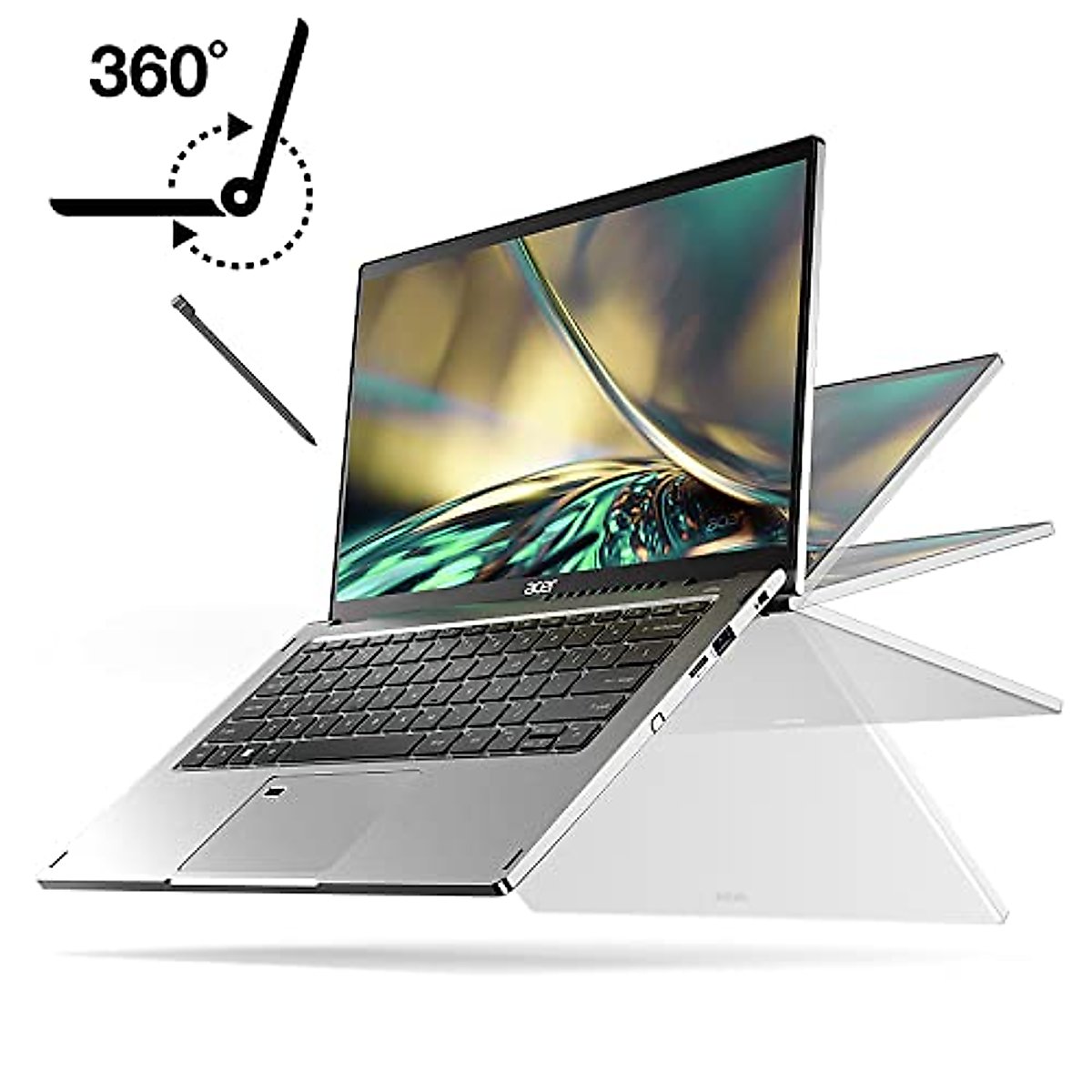 Acer Spin 3 Convertible Laptop | 14" 1920x1080 IPS Touch Display | Intel Core i5-1235U | Intel Iris Xe Graphics | 8GB LPDDR4X | 512GB PCIe Gen 4 SSD | WiFi 6 | Dockable Active Stylus | SP314-55N-53GS