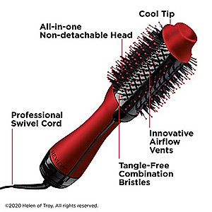 REVLON One-Step Volumizer Original 1.0 Hair Dryer and Hot Air Brush, Red