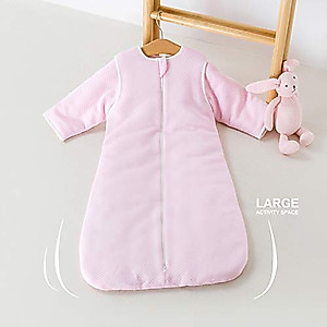 Chuchu Puff Baby Sleeping Bag, Autumn and Winter, Detachable Long Sleeves 2.5 Tog Inverted Zipper Warm Wearable Blanket Super Soft Breathable Cotton Baby Sleep Bag fit Infants and Toddler, 6-18 Months