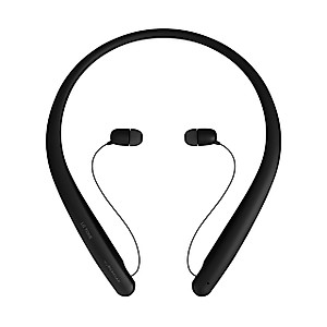 LG Tone Style HBS-SL5 Bluetooth Wireless Stereo Neckband Earbuds with True Wireless Bluetooth Earbuds T90 - Adaptive Active Noise Cancelling Earbuds with Dolby Atmos, Black, Small