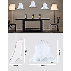 Hanging Paper Bells Honeycomb 5 Pieces and Glittery Silver Tassels,White Bridal Honeycomb Bells Decorating Supplies Suitable for Wedding Decoration, P… (10)