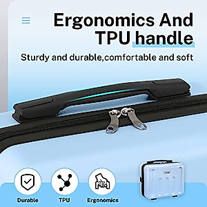 AnyZip Cosmetic Travel Case Hard Shell Portable Small Makeup Suitcase Hand Luggage Carrying Bag 14Inch LightBlue