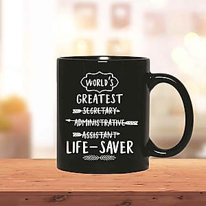 Inspirational Gift World's Greatest Secretary Appreciation Gift - Unique Idea For Spouse Or Partner - 11oz 15oz Black Coffee Mug