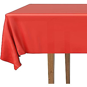 DecorRack 12 Pack Rectangular Tablecloths -BPA- Free Plastic Cloths, 54 x 108 inch, Dining Table Cover Cloth for Parties, Picnic Tables, Camping and Outdoor, Disposable or Reusable in Red (12 Pack)