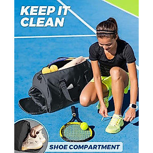 Canway Sports Gym Bag, Travel Duffel bag with Wet Pocket & Shoes Compartment for men women, 45L, Lightweight (Black-40L)