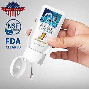 Aloe Cadabra Flavored Personal Lubricant and Vaginal Moisturizer, Organic Edible Aloe Lube for Men, Women and Couples, Non-Staining, pH Balanced, Toy Compatible (Butter Rum, 2.5 Ounces, 2 Pack)