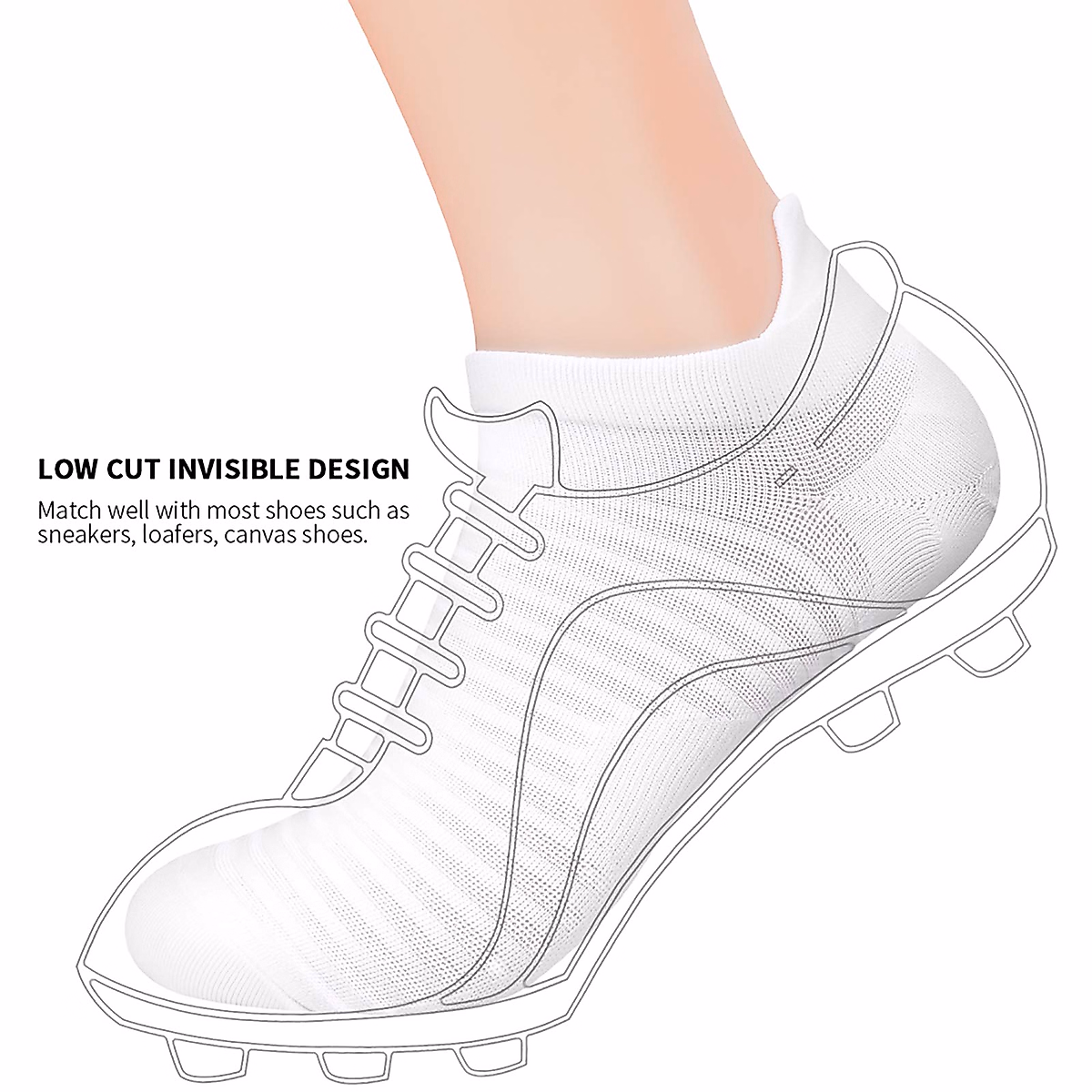 Compression Running Socks For Men and Women (6 Pairs), Ankle Socks with Arch Support, No Show Athletic Socks Low Cut for Running, Cycling, Golf