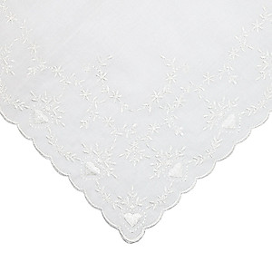 CTM® Women's Soft Cotton Bridal Heart Embroidered Handkerchief, White