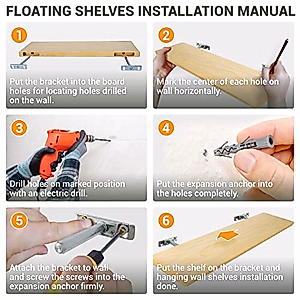 Wood Floating Shelves, 100% Ash Wood, Set of 2-Rustic Shelf 24" Wide Wooden Wall Shelves, Made in Europe, for Living Room Bedroom Kitchen Bathroom Farmhouse, Natural Color, 24 x 6.5 Live Edge