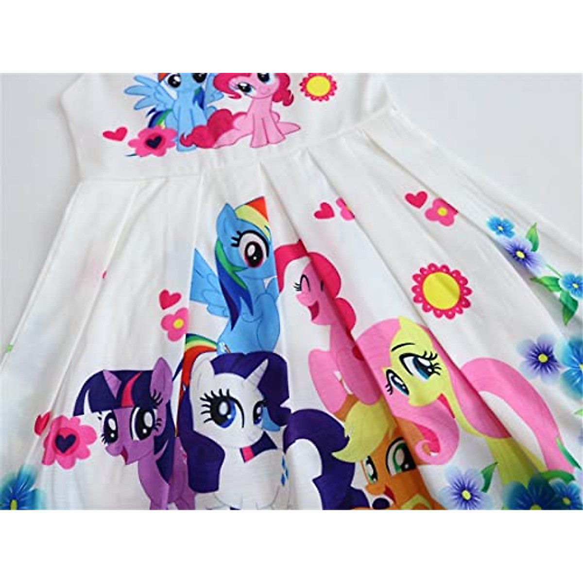 TOHD Toddler Girls Baby Princess Dress Sleeveless Little Pony Print Show Dresses (5-6 Years, White)