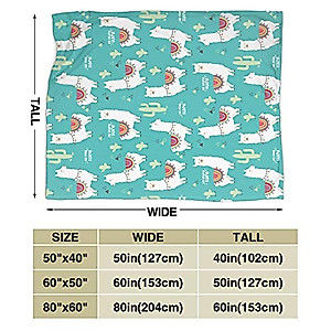 JASMODER Alpaca Llama and Cactus Blankets & Throws Soft Microfiber Cozy Warm Throw Blanket for Couch Bedroom Living Room